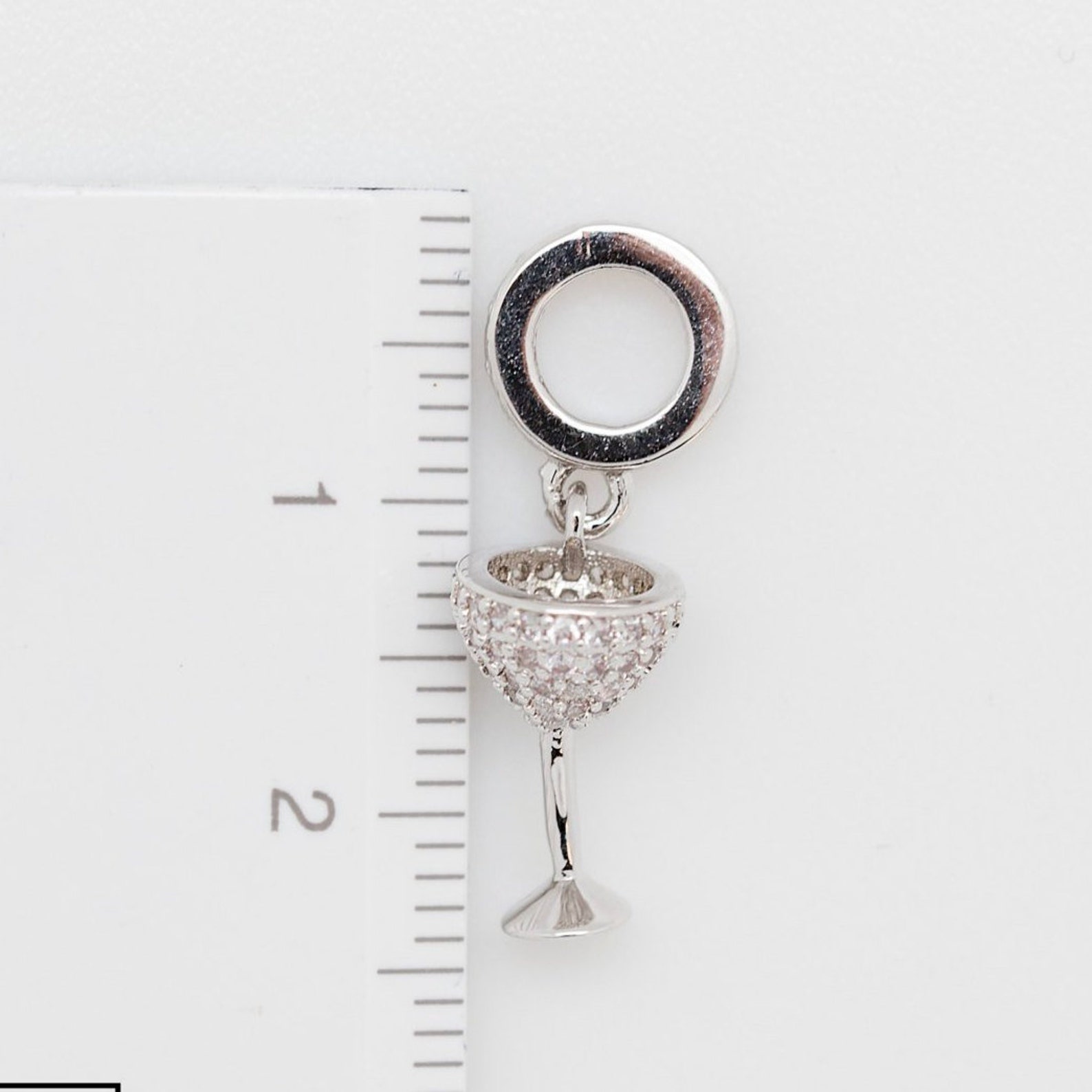 24K Gold Cocktail Glass Charm, CZ Micro Pave Glass Charm, Cocktail ...