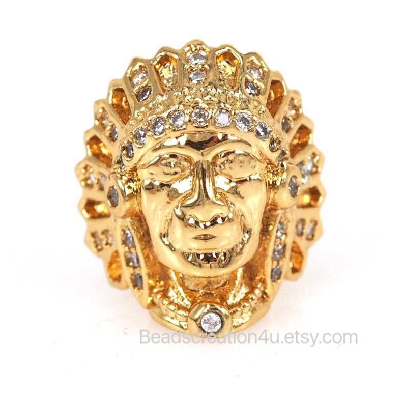 Southwest Native American Indian Head Charm Bead Indian Chef | Etsy