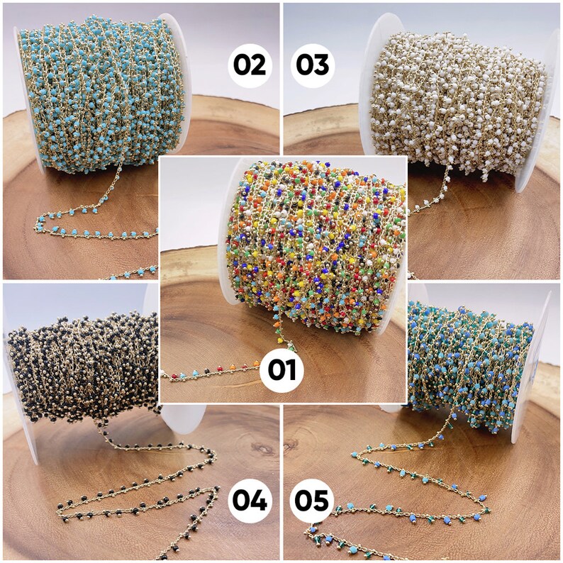 18K Crystal Seed Beads, Multi-color Bead Chains, Crystal Beaded Chain ...