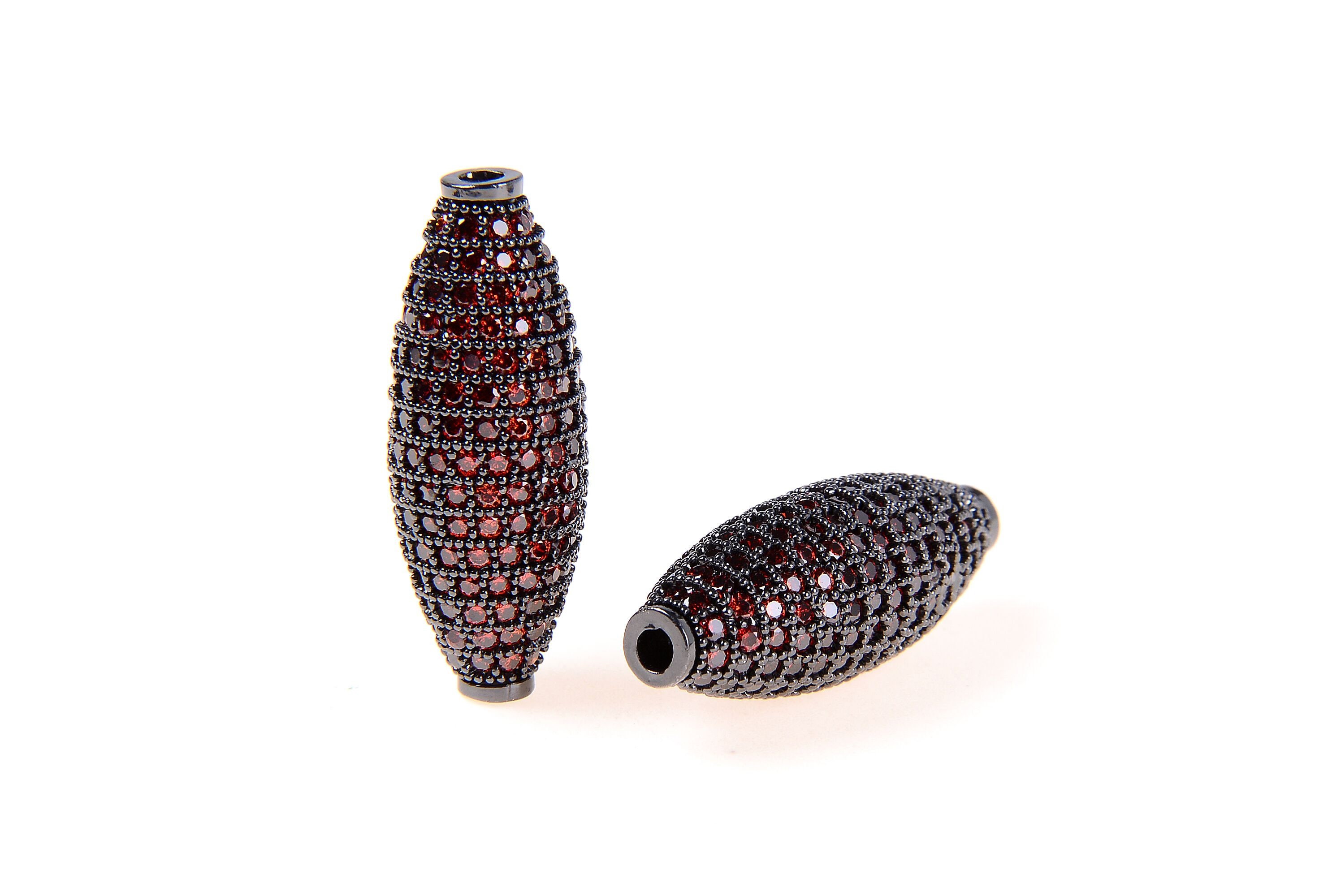 Oval Spacer Beads, Oval Connector, Round Shape Beads, CZ Micro Pave ...
