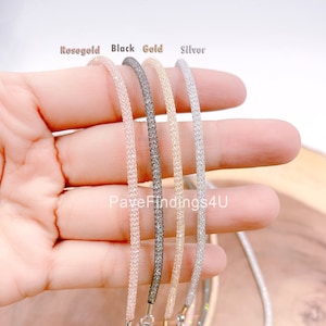 20" Crystal CZ Mesh Necklace, 18K Gold Hollow Mesh Chain Necklace With ...