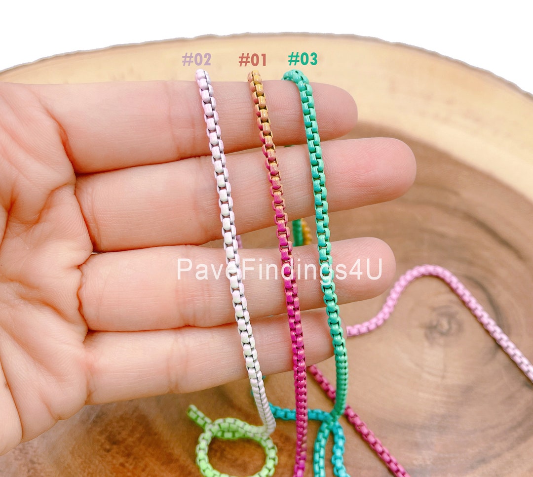 Ombré Box Chain by Yard, Enamel Pop Chain Necklaces, Colorful Enamel ...