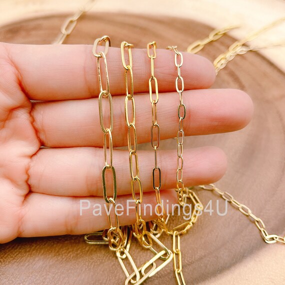 Gold Paperclip Chain by Yard Gold Filled Oval Link Chain - Etsy