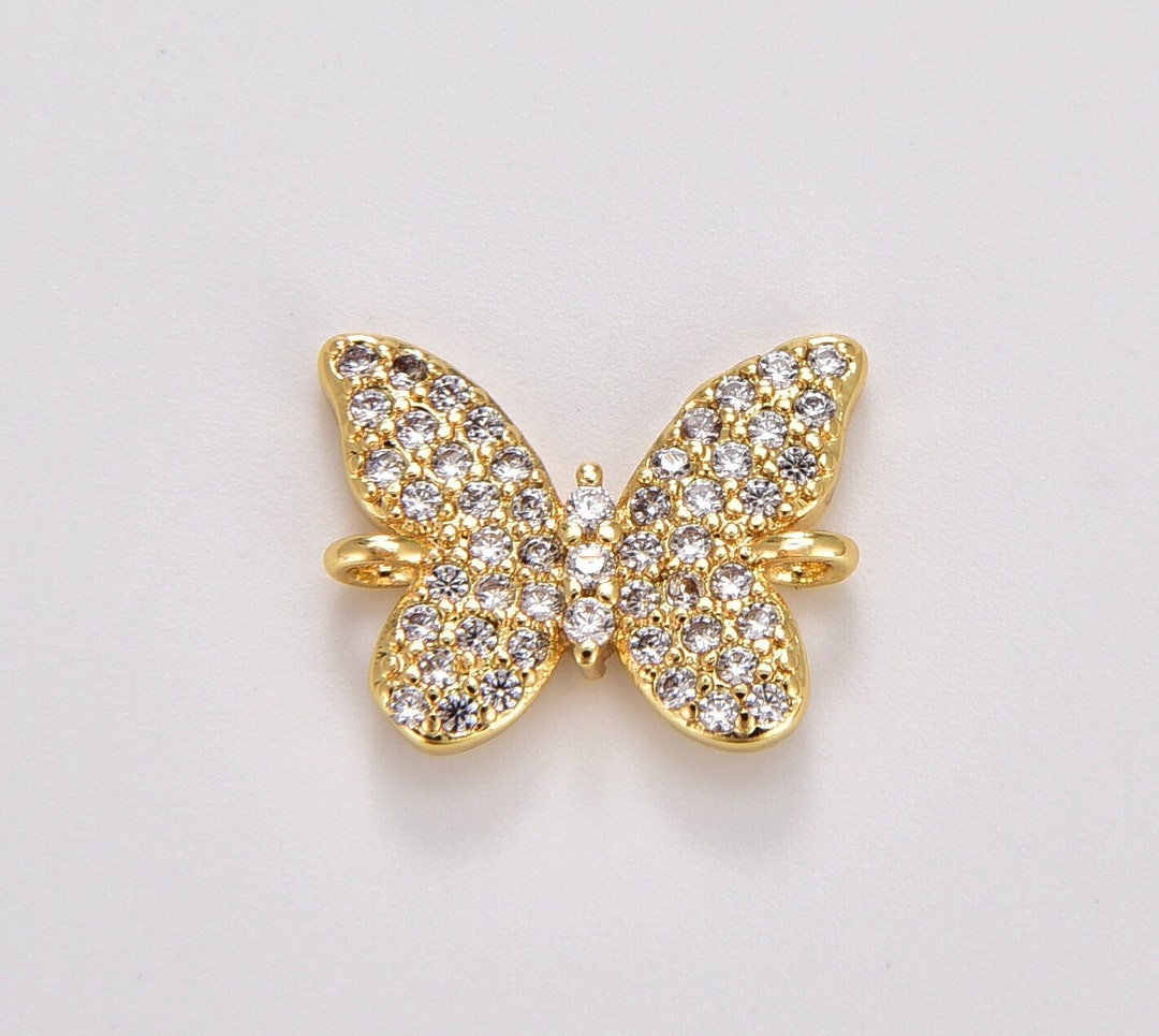 Gold Filled Butterfly Link Connector, Dainty Link Connector, CZ ...