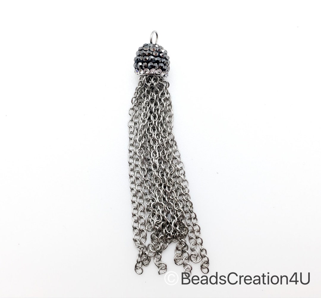 Silver Tassel Pendant, CZ Micro Pave Tassel Pendant , Silver Chain ...