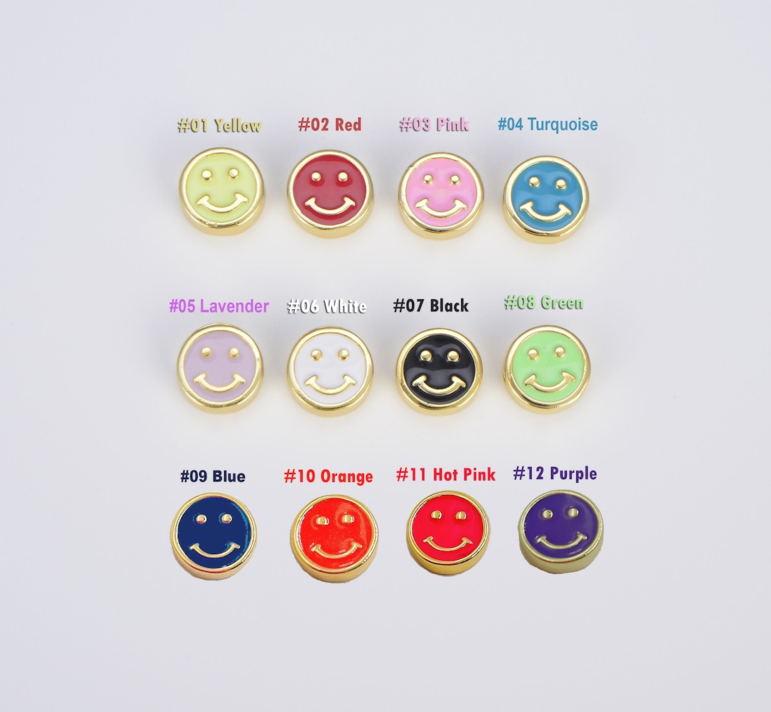 Enamel Gold Happy Face Bead, Happy Smile Face Bead, Spacer Bead ...