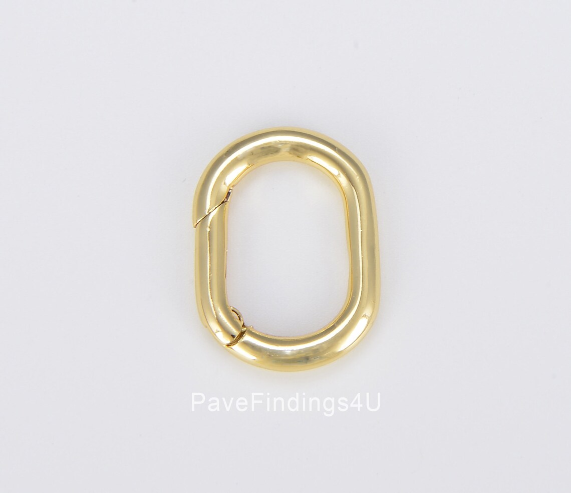 Carabiner Spring Push Clasp, 18K Gold Clasp, Screw Clasp Oval Lock ...