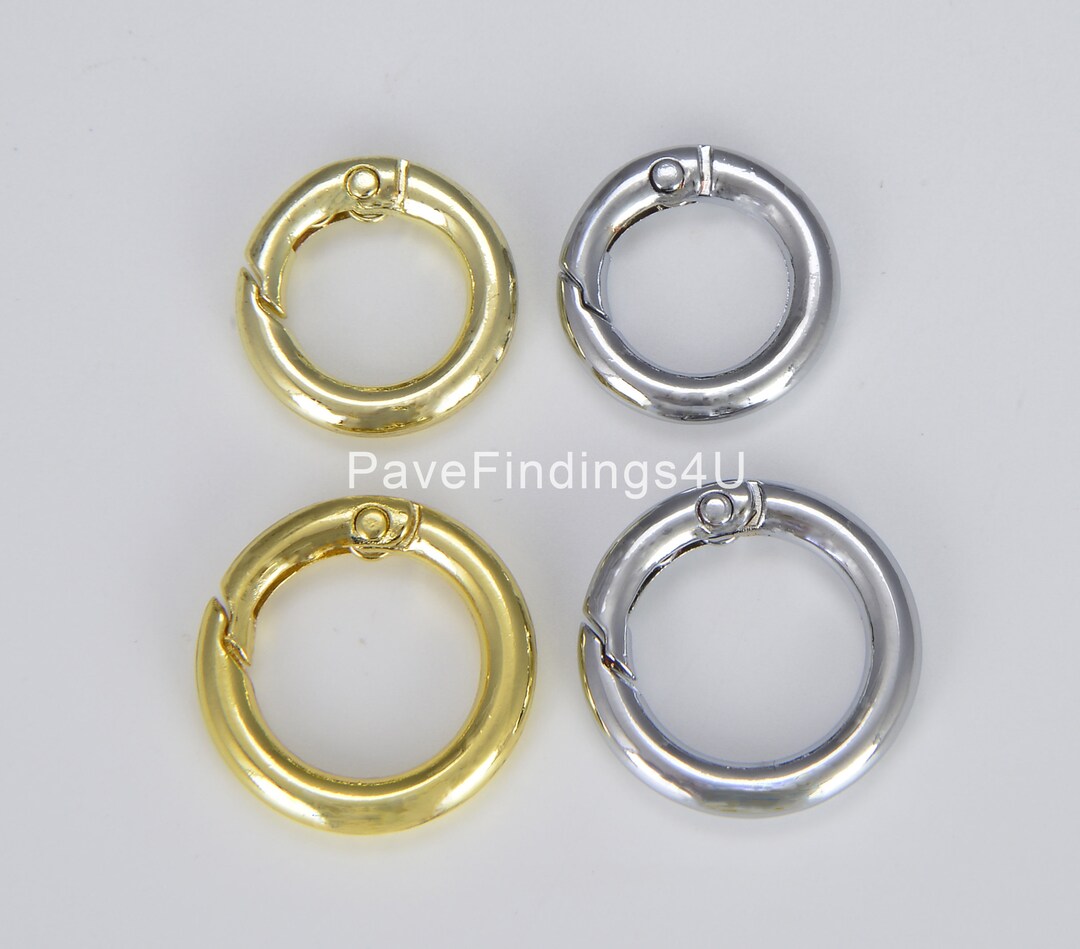 Dainty Gold Spring Gate Ring, Push Gate Ring, 20/24mm Round Circle Ring ...