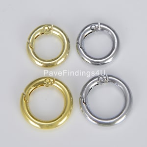 Dainty Gold Spring Gate Ring, Push Gate Ring, 20/24mm Round Circle Ring ...