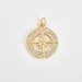 18K Gold Compass Charm, Compass Pendant, Compass Necklace, Charm ...