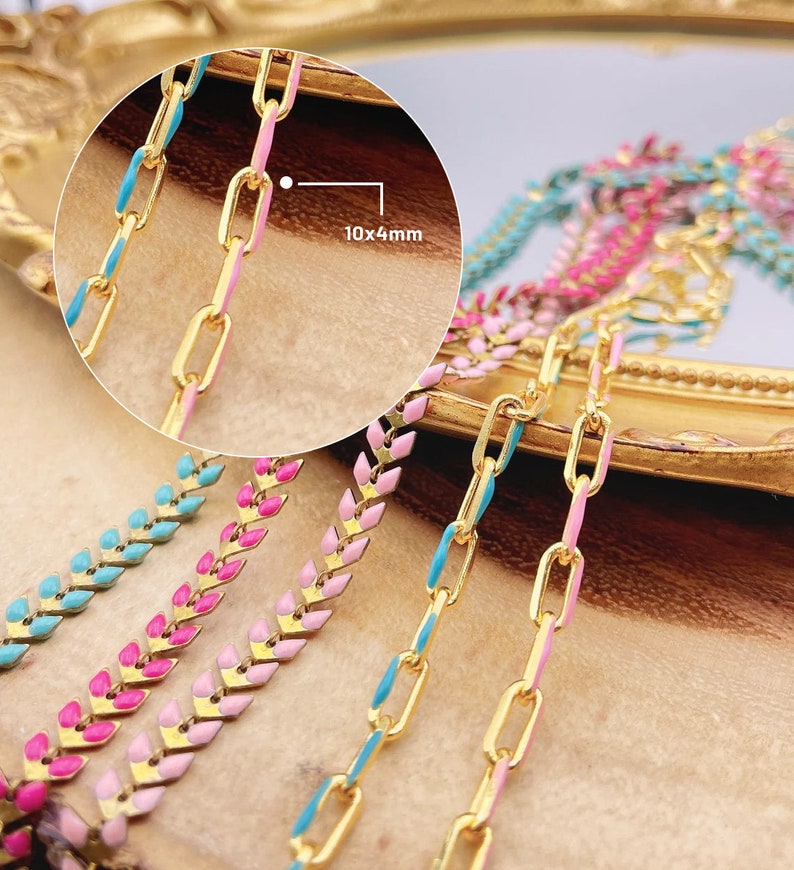 Chevron Enamel Chain by Yard, Gold Filled Paperclip Chain by Foot ...