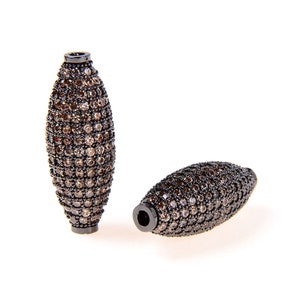 Oval Spacer Beads, Oval Connector, Round Shape Beads, CZ Micro Pave ...
