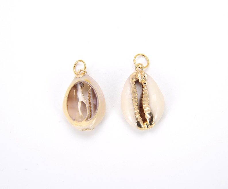 Cowrie Shell 14K Gold Charm Pendant, Seashell Charm, Natural Sea Shell ...