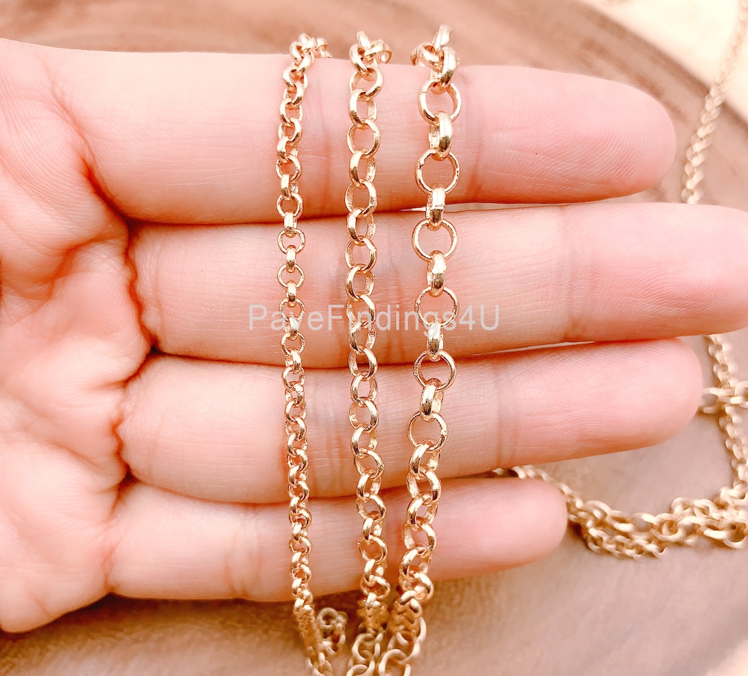 18K Gold Filled Rolo Cable Chain, Gold Cable Rolo Chain by Foot ...