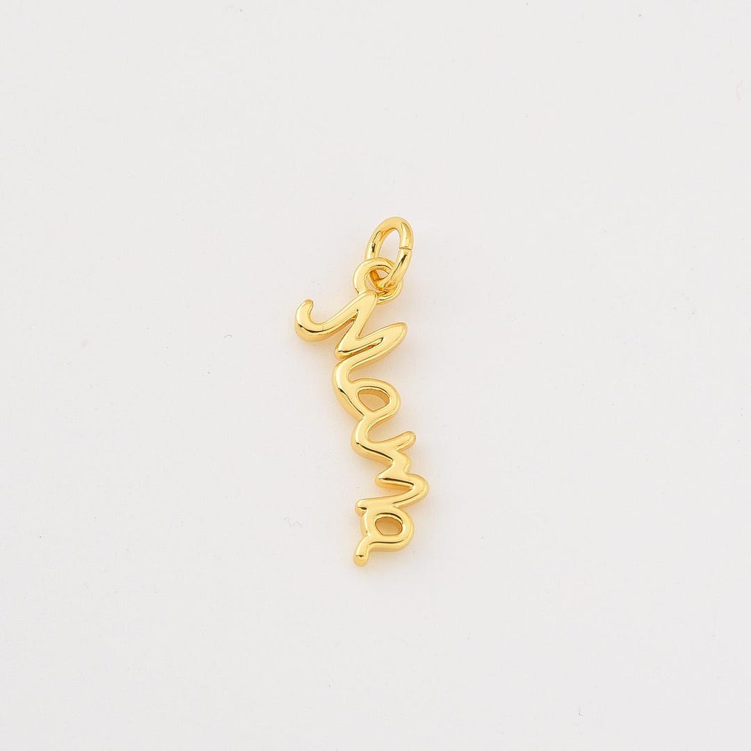 Gold Filled Mama Charm in Script Font, Elegant Pendant for Necklace ...