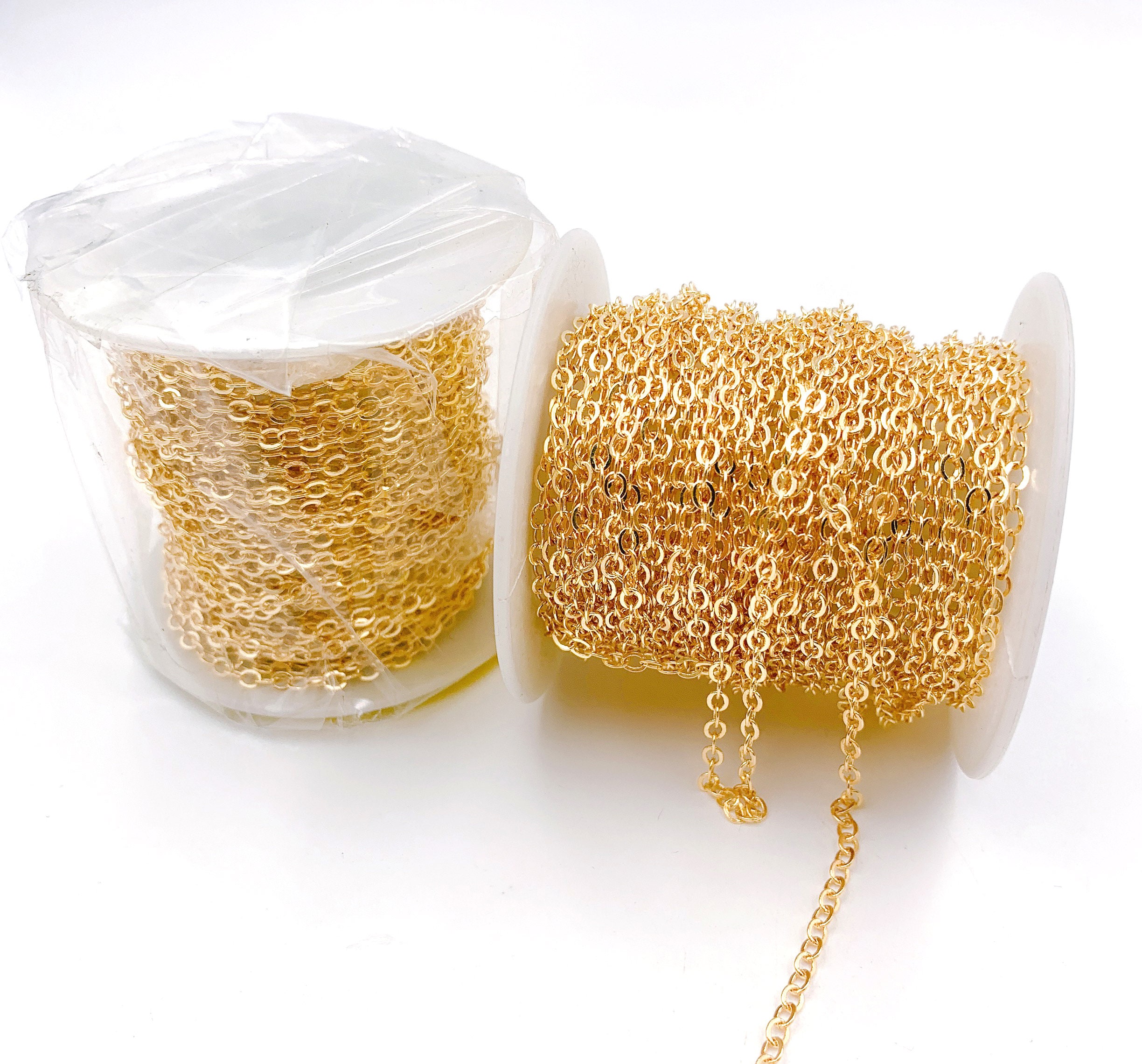 18K Gold Cable Chain by Yard for Jewelry Making Lead Free - Etsy