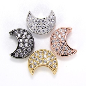 Crescent Moon Micro Pave Cz, Pave Crescent, Pave Crescent Moon ...