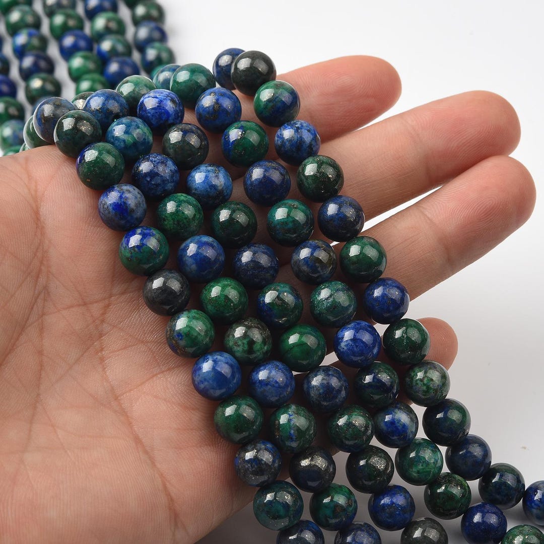 Blue Green Lapis Lazuli & Azurite Beads Natural Gemstone Round 4mm 6mm ...