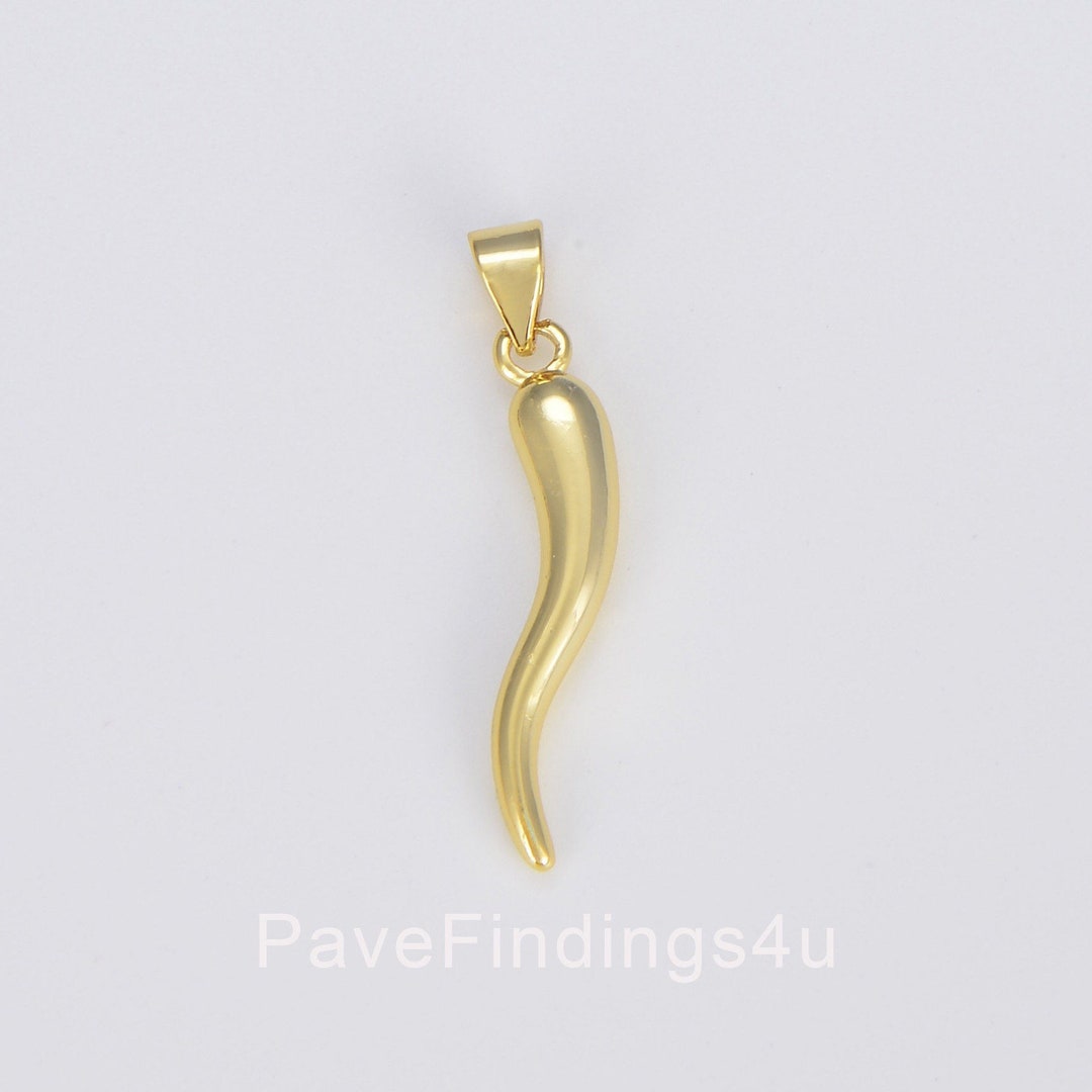 Italian Cornicello Horn Charm Good Luck Protection Amulet 18k Gold ...