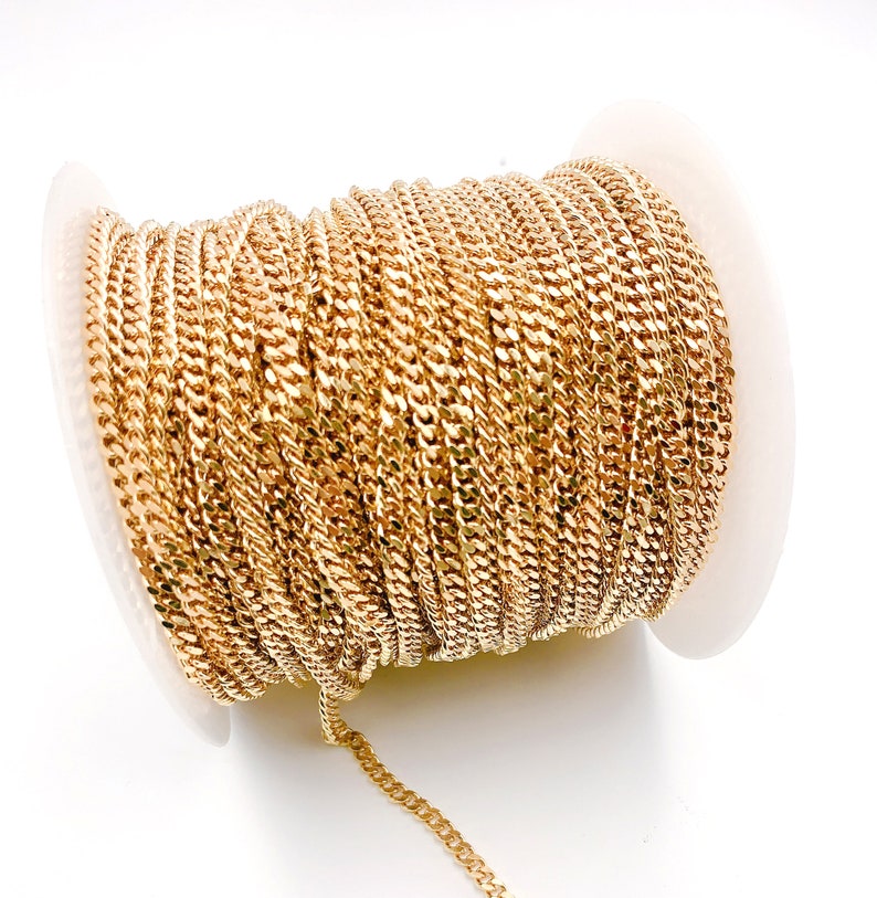 24K Gold Chunky Curb Chain by Yard Cuban Curb Chain by Foot - Etsy