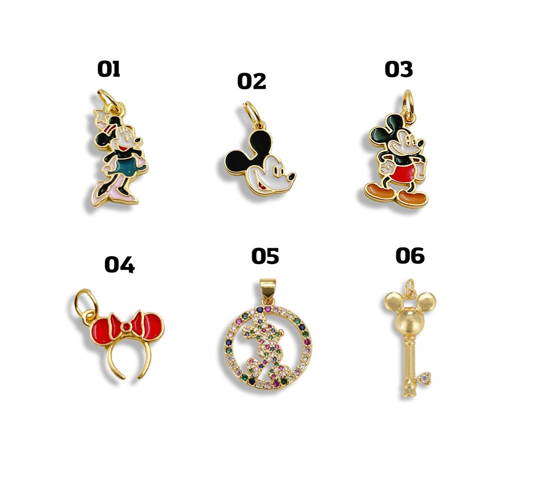 Mouse Charm, Mickey Mouse Enamel Charm Pendant, 18K Gold Mickey Mouse ...