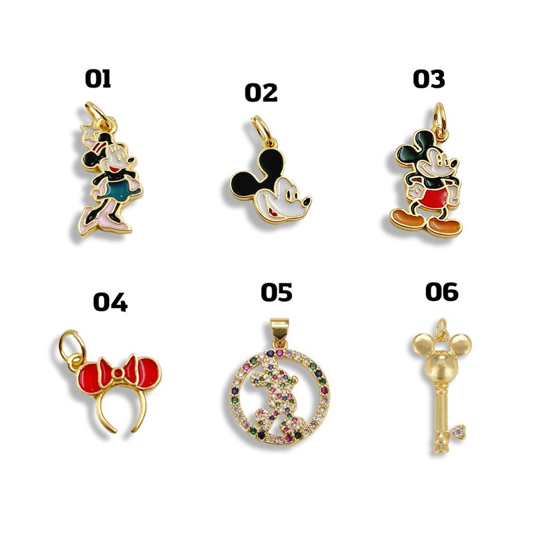 Gold Mickey Enamel Charm - Etsy