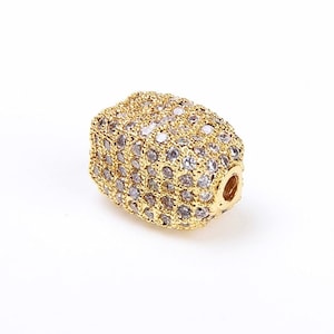 Oval Connector, Oval Spacer Beads, CZ Micro Pave Oval Beads Spacer, DIY ...