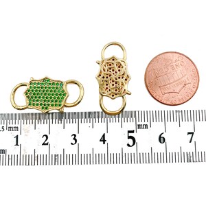 Interlocking Clasp Colored CZ Micro Pave, Double Lock Clasp, Carabiner ...