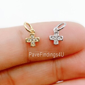 Dainty 24K Gold Cross Charm, Small Cross Pendant, Tiny Cross Pendant ...