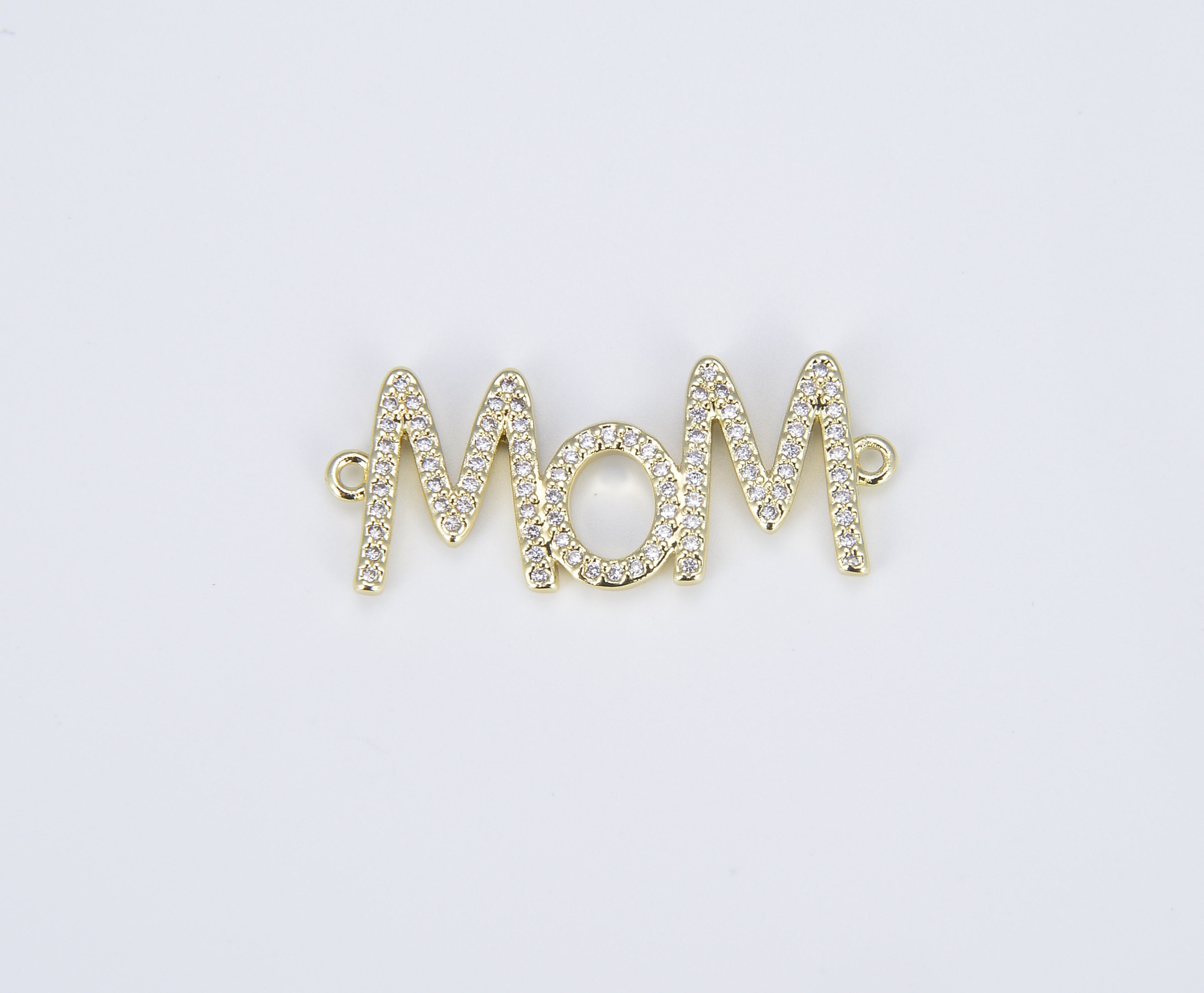 Mom Charm Connector in 18K Gold , Mother Charm, Mothers Day Gift, Mom ...