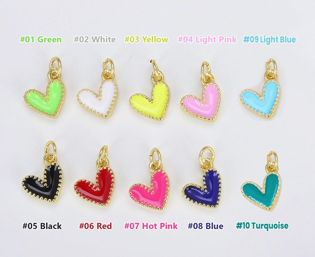 Neon Heart Charms Enamel Heart Pendant for Necklace Earring Charm ...