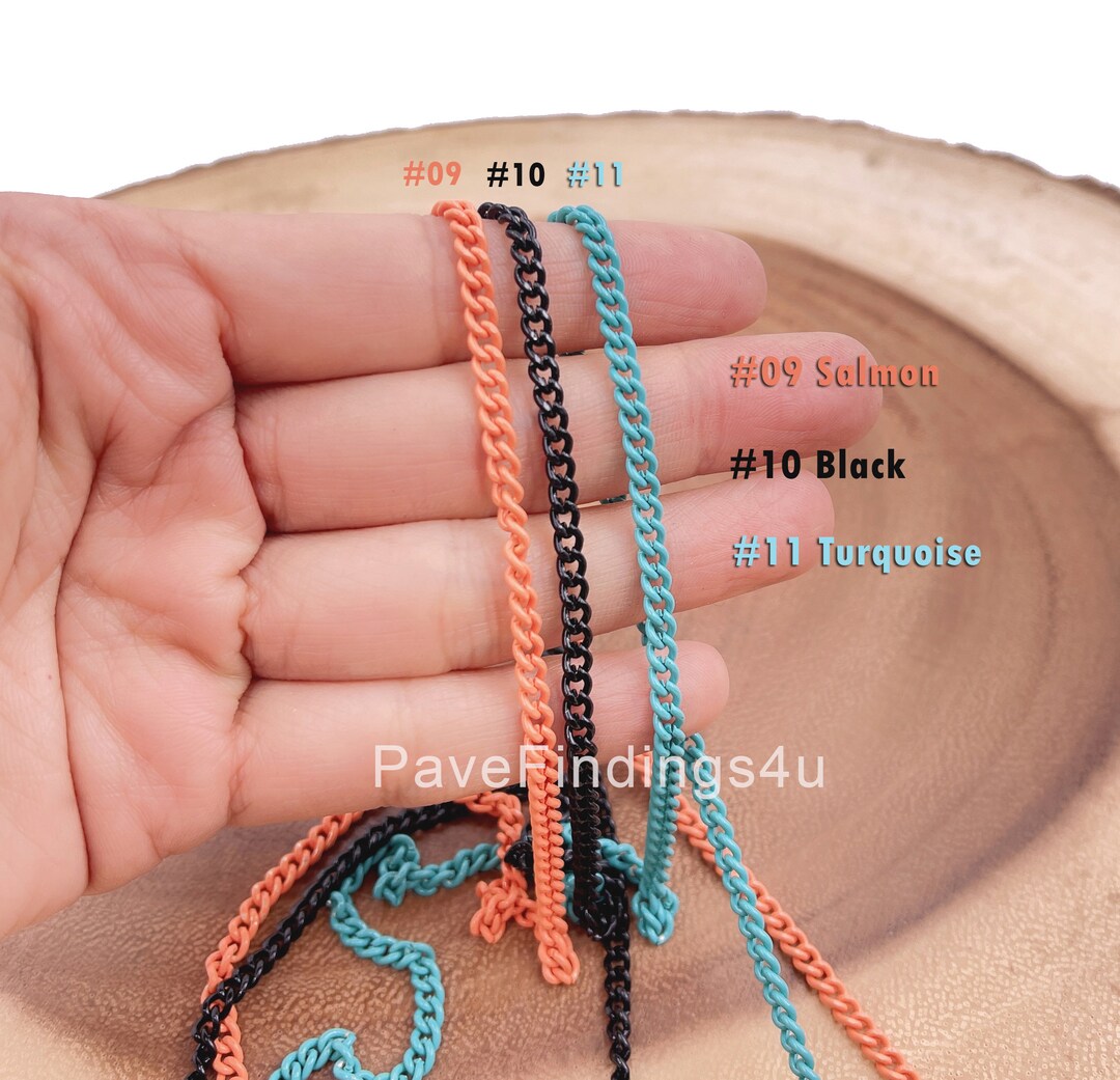 Neon Enamel Curb Chain by Yard Colorful Enamel 4mm Cuban Curb - Etsy