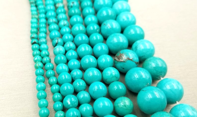 Natural Turquoise Smooth Round Beads Grade AAA Round Loose Beads, Full ...