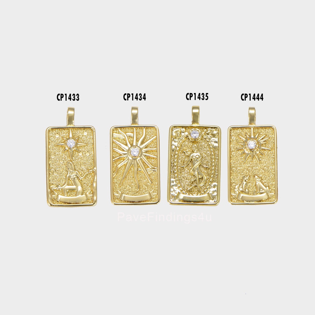 Tarot Cards Charms Gold Tarot Card Charm Tarot Deck Pendant With CZ ...