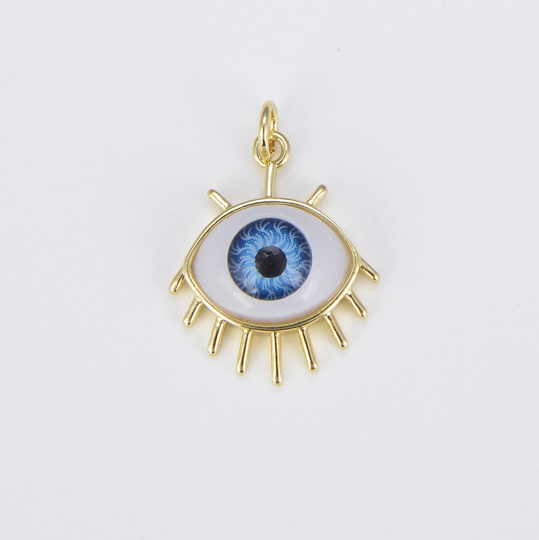 Dainty Evil Eye Charm, 18K Gold Evil Eye Pendant, Religious Charm, Tiny ...