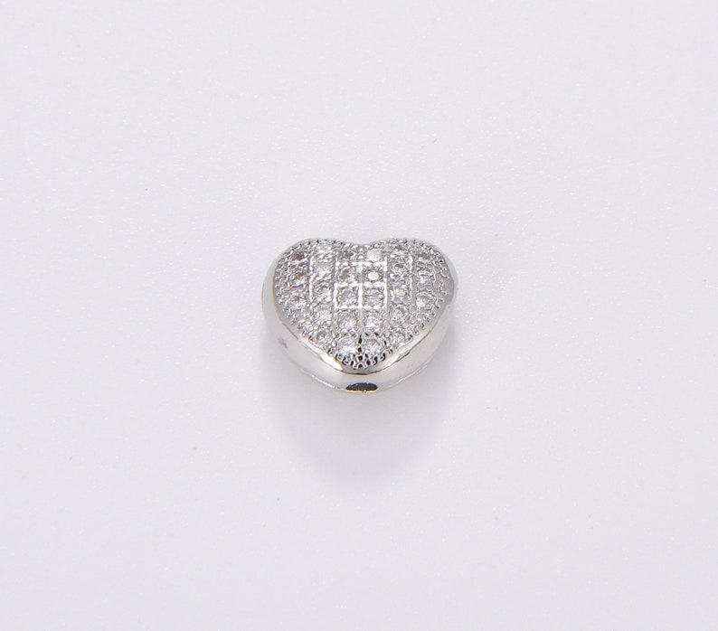 Pave CZ Heart Bead Pave Heart Pendant CZ Micro Pave Heart - Etsy