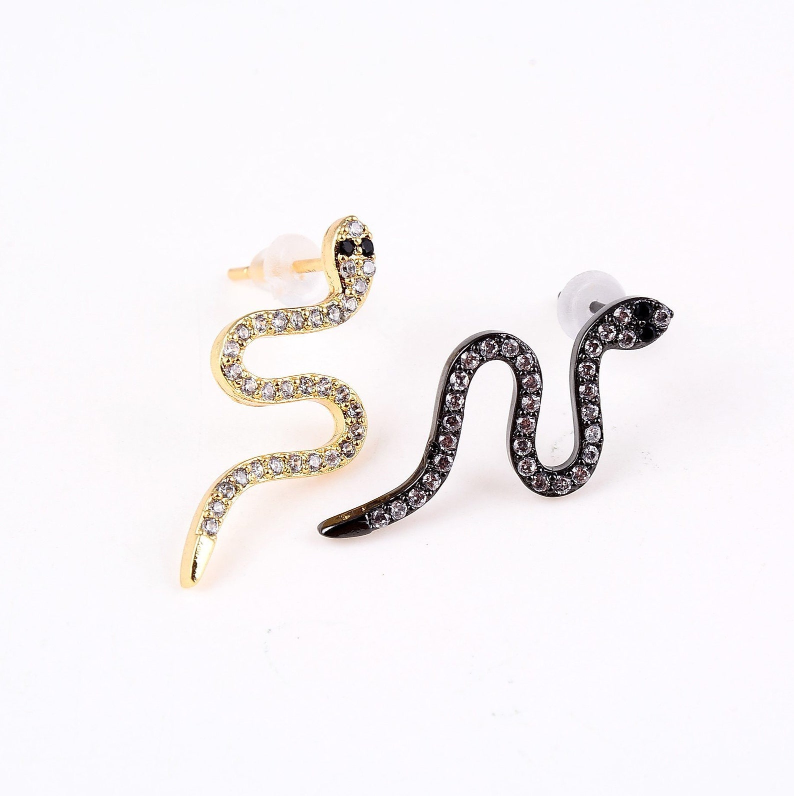 18K Gold Dangle Snake Earrings Snake Stud Earrings Gold - Etsy