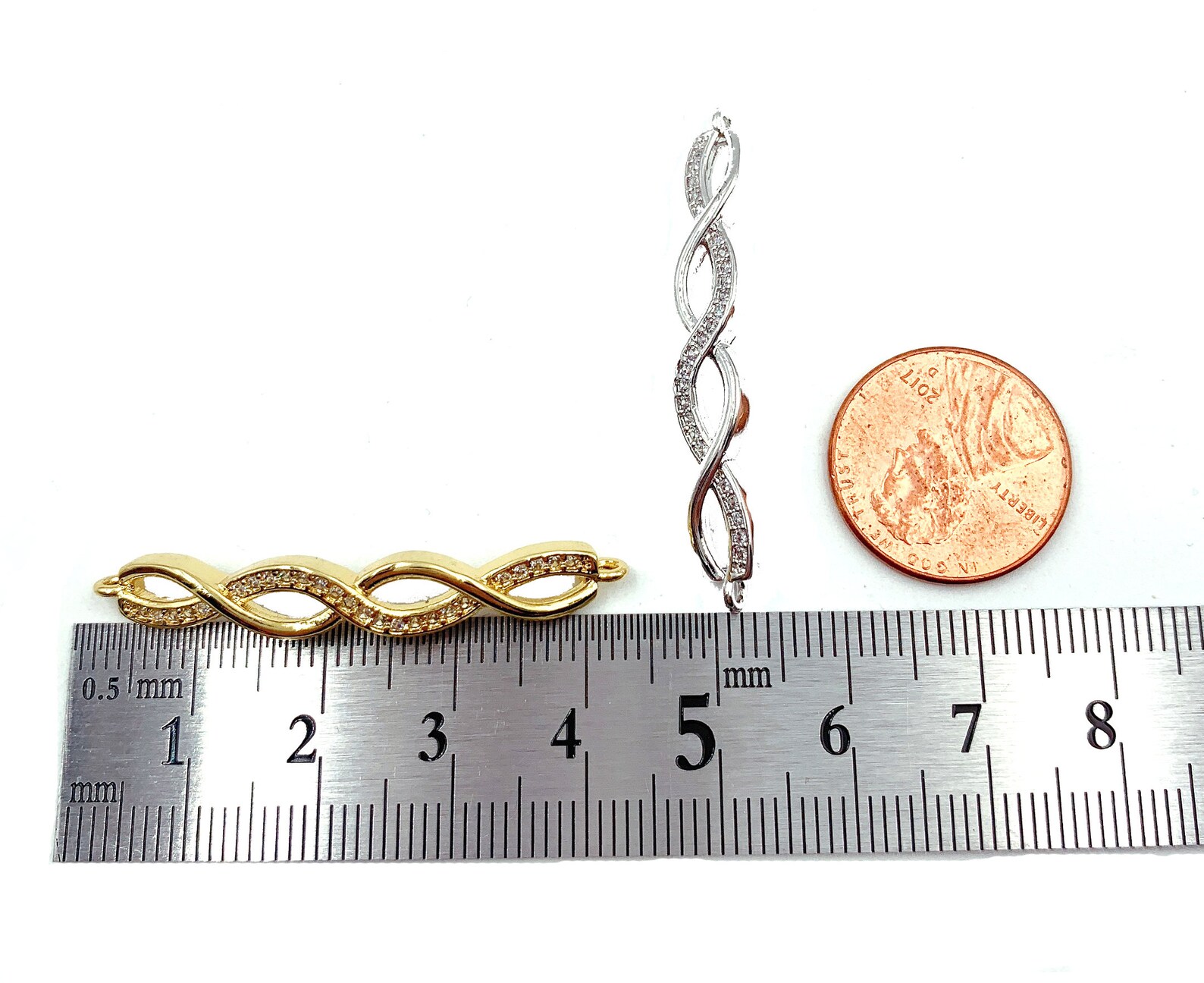 24K Gold Double Helix Connector DNA Shape Connector Infinity | Etsy