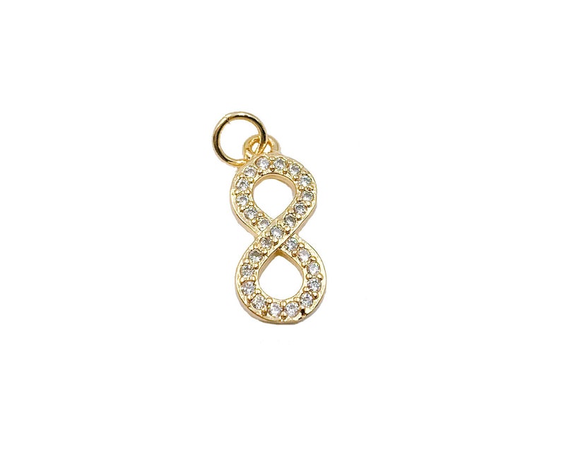 Infinity Charm Pendant, 18K Gold CZ Micro Pave Infinity Pendant ...