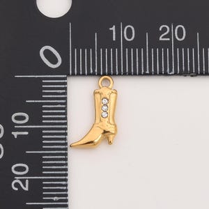 Gold Filled Cowboy Boot Charm, Stainless Steel Western CZ Boot Pendant ...