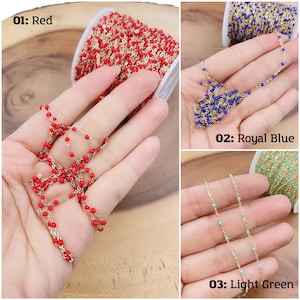 Enamel Ball Chain, Satellite Bead Cable Chain Pink Blue White Multi ...