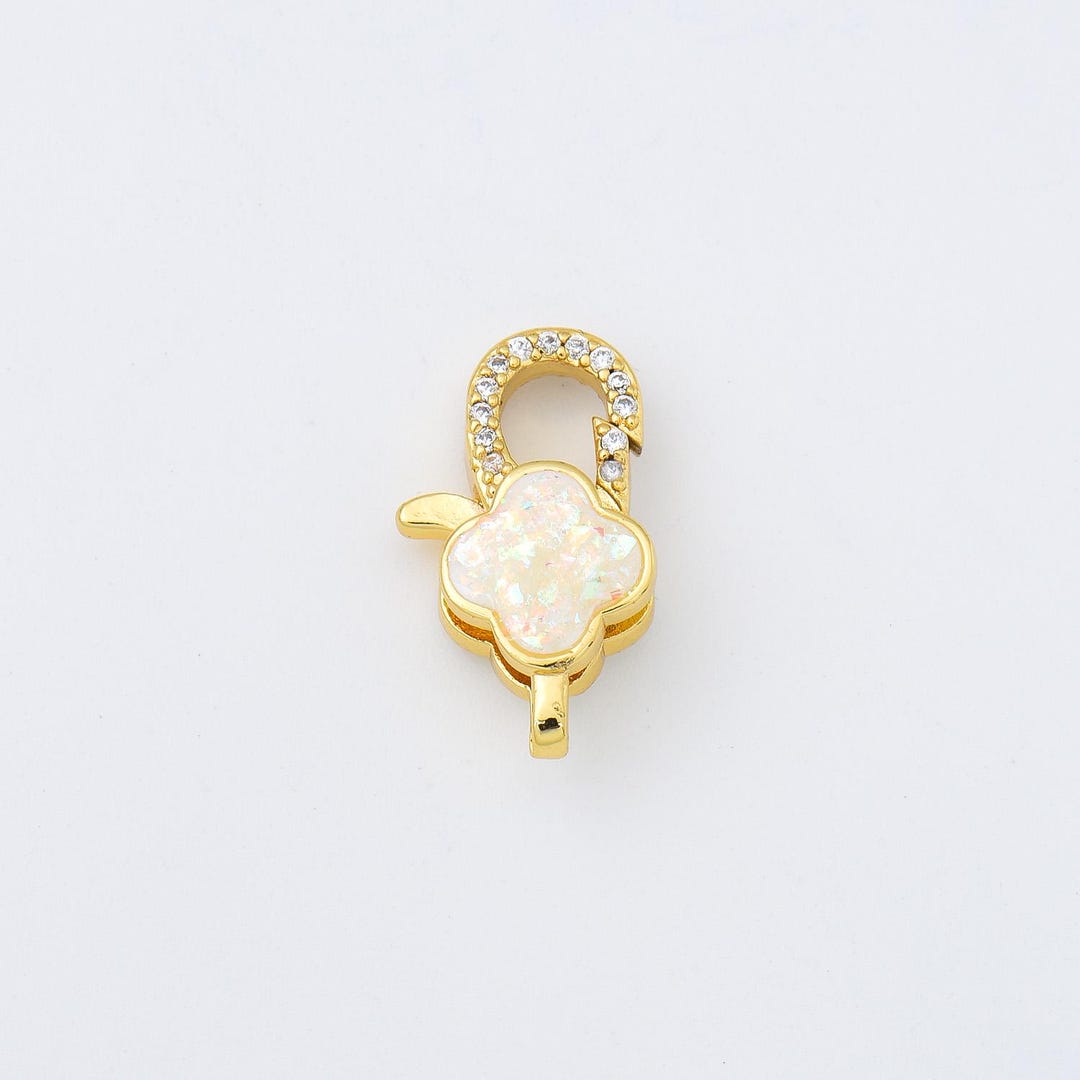 Gold Filled Opal Clover Lobster Clasp, Locking Clasp, Spring Clasp ...