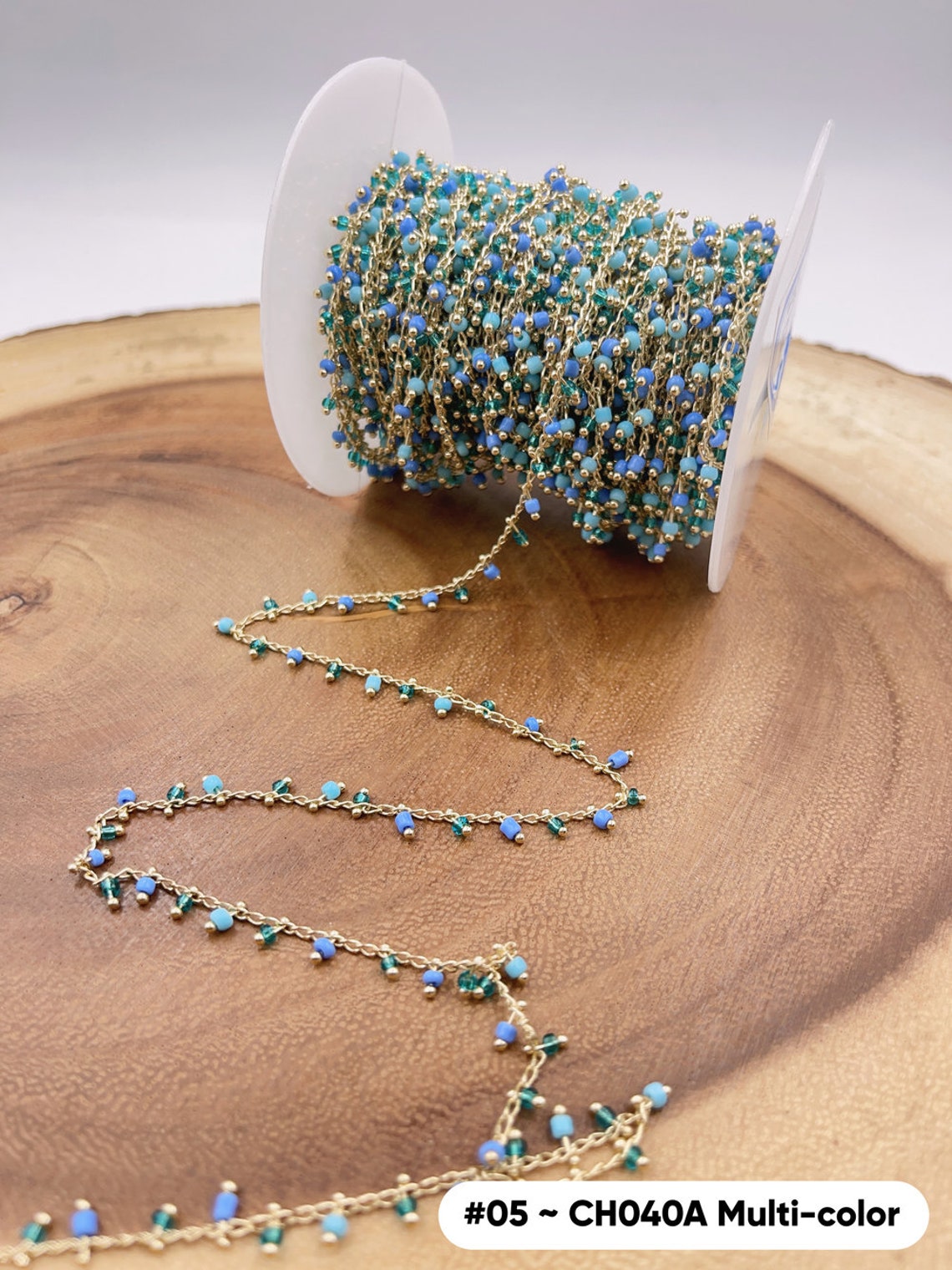 18K Crystal Seed Beads, Multi-color Bead Chains, Crystal Beaded Chain ...