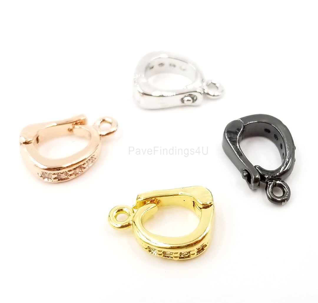 18K Gold CZ Bail Clasp, Pendant Bail Clasp Rose Gold/silver/black ...