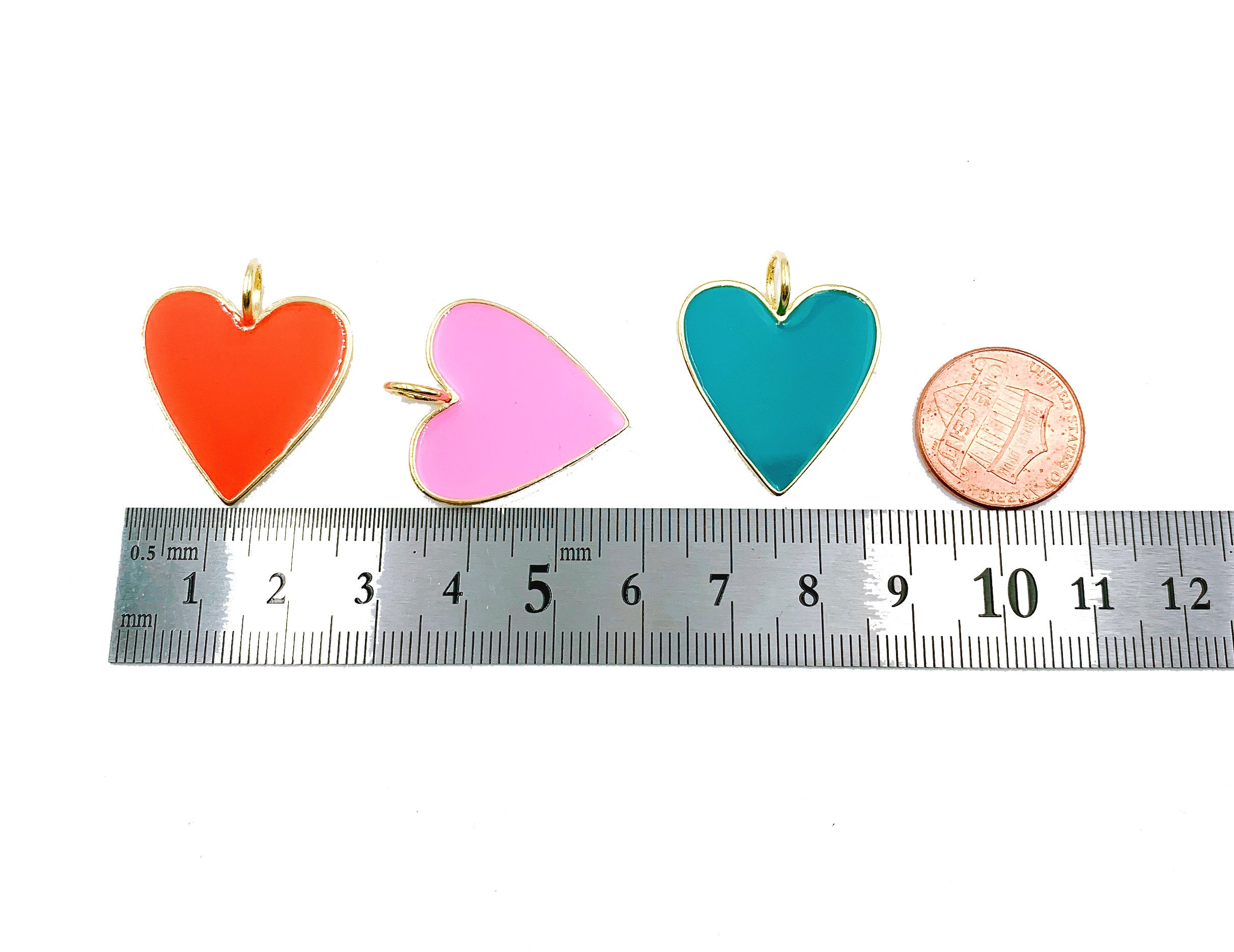 Neon Heart Charms Enamel Heart Pendant for Necklace Earring - Etsy