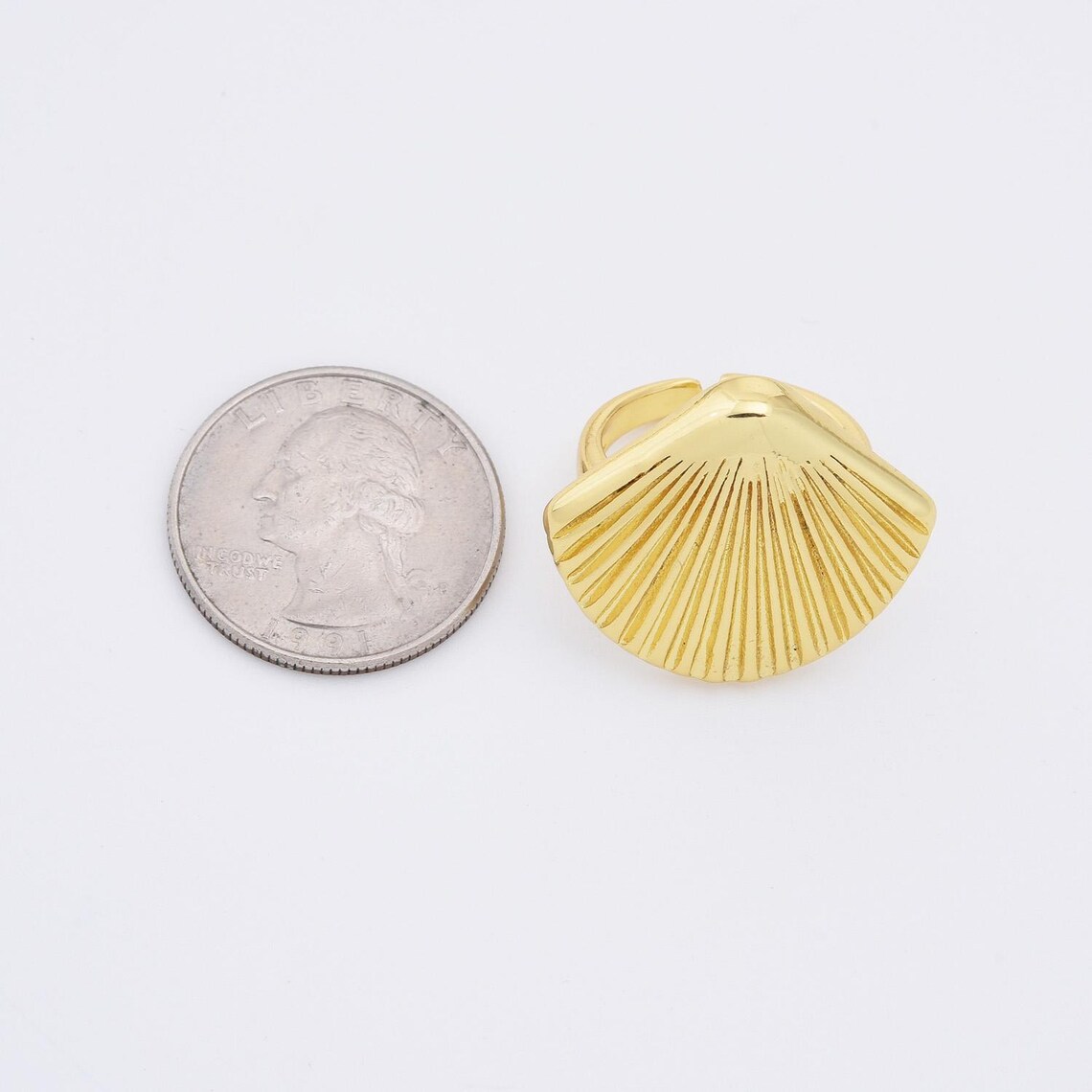 Dainty Seashell Ring, Gold Filled Scallop Seashell Ring, Clam Shell ...