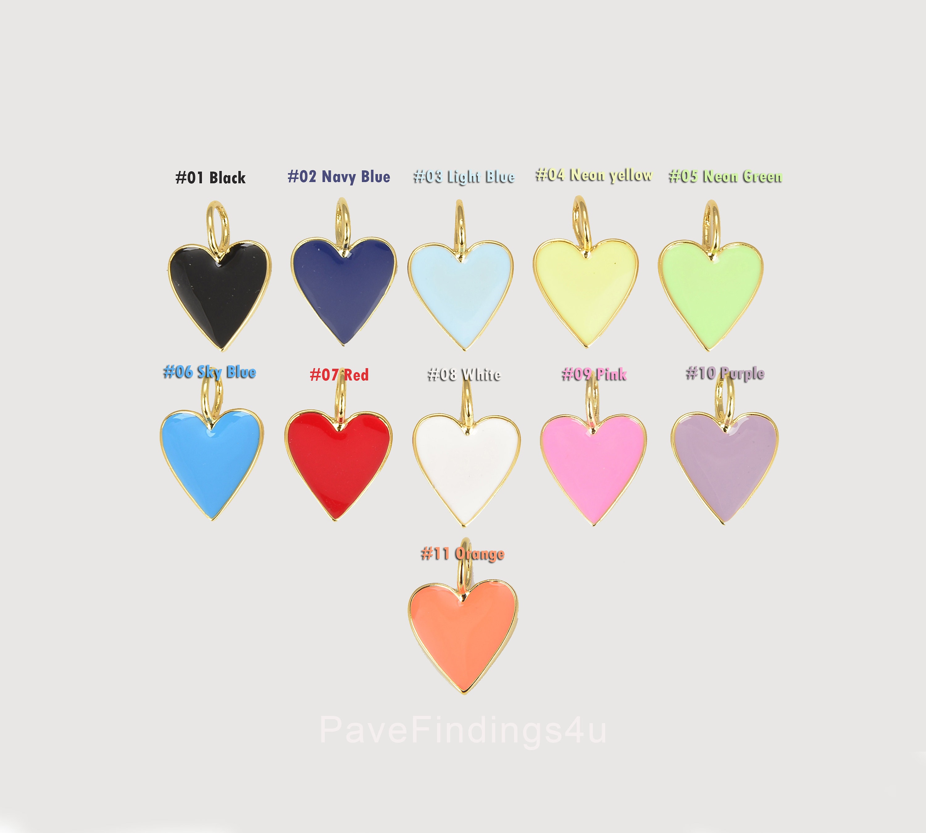 Dainty Neon Heart Charms Enamel Heart Pendant for Necklace - Etsy