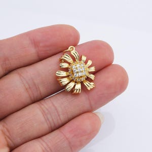 Dainty Daisy Jasmine Charm, Gold Filled Flower Pendant, Sunflower Charm ...
