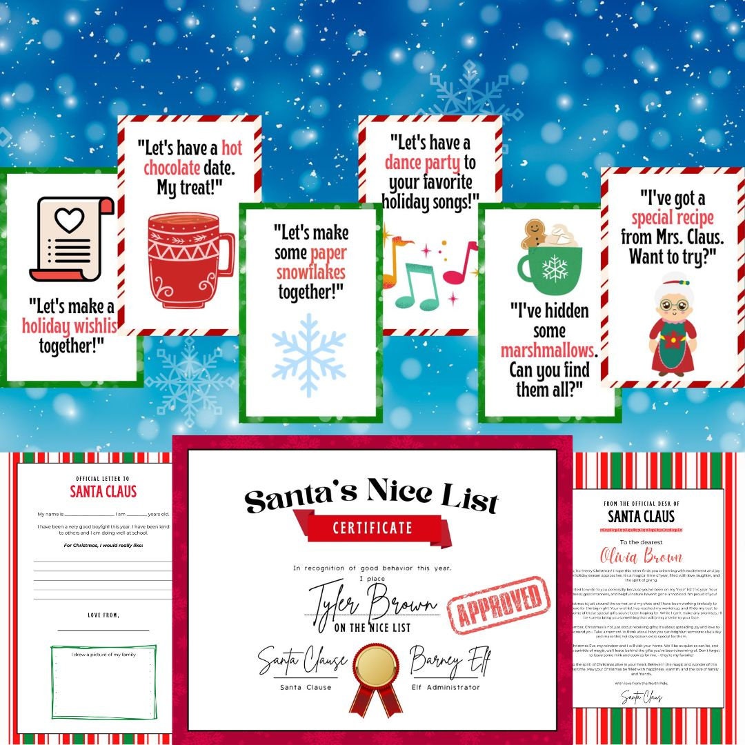Santa Letter, Nice List Certificate, and Elf Notes Printable BUNDLE - Etsy