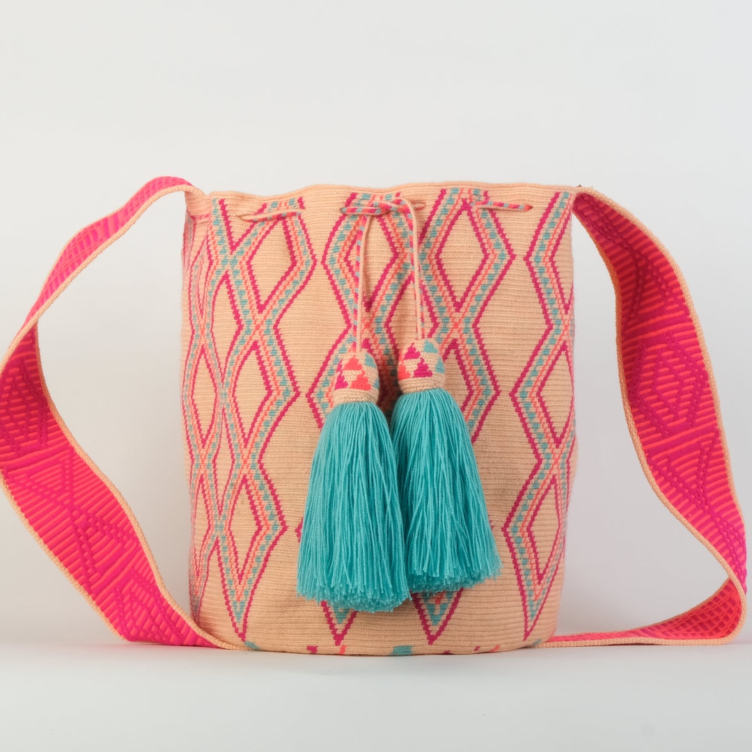 WAYUU Stunning Premium Quality Single Thread Pink Peach Turqoise Bag ...